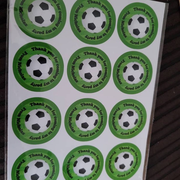 Football Party Stickers, Personalised Football Birthday Party Stickers ...