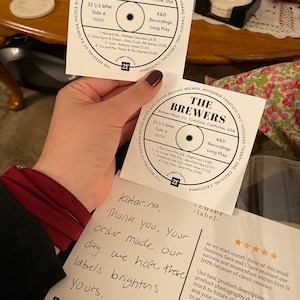 Custom Label for 12 Inch Vinyl Record, Bold Text Personalized Matte ...