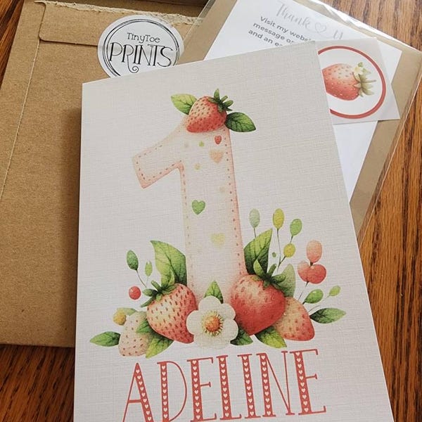 Berry First Birthday Card, 1st Birthday Card Personalized - Etsy