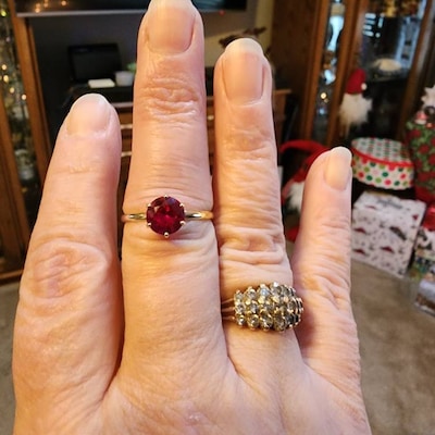 Ruby Ring, Unique Engagement Ring, Solitaire Ring, Round Ruby Ring ...