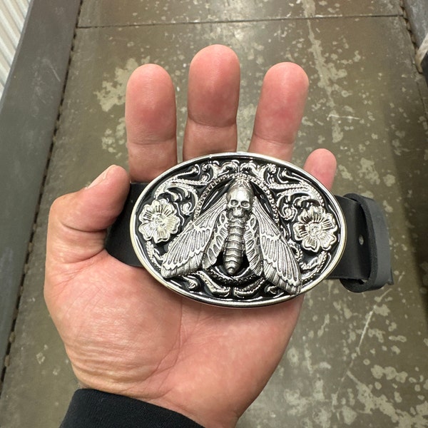 Large Dead Head Moth Belt Buckle - Metal Insect Death Goth Punk Retro ...