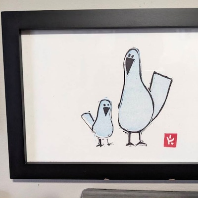 Crow and Pizza Block Print-linocut - Etsy