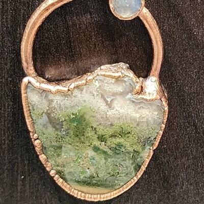 Knapped Rose Quartz Crescent Moon Necklace // Electroformed Jewelry ...