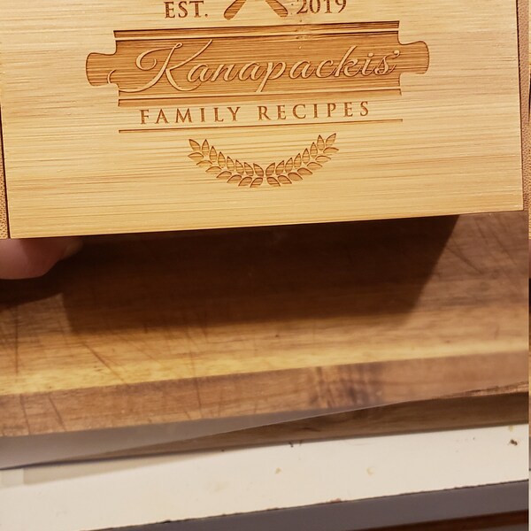Engraved Wood Recipe Box - Custom Recipe Box - Personalized Recipe Box ...