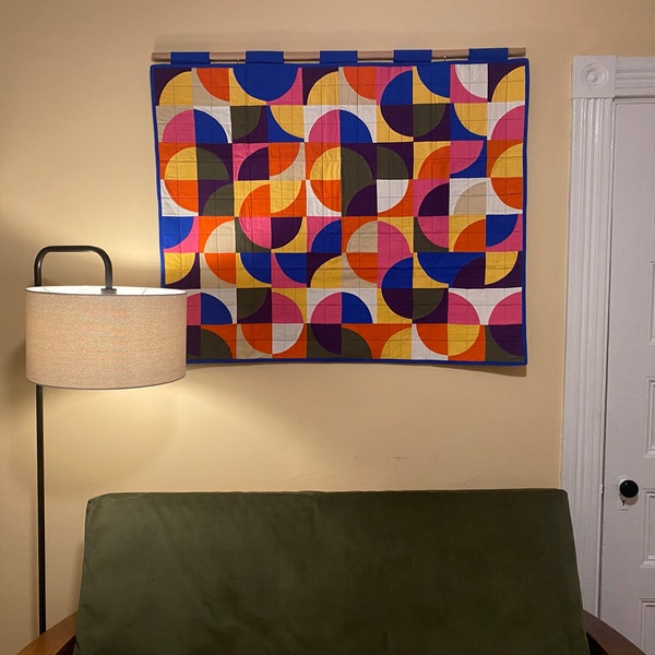 Handmade Quilted Wall Hanging, Patchwork Wall Hanging, Retro Style Wall ...