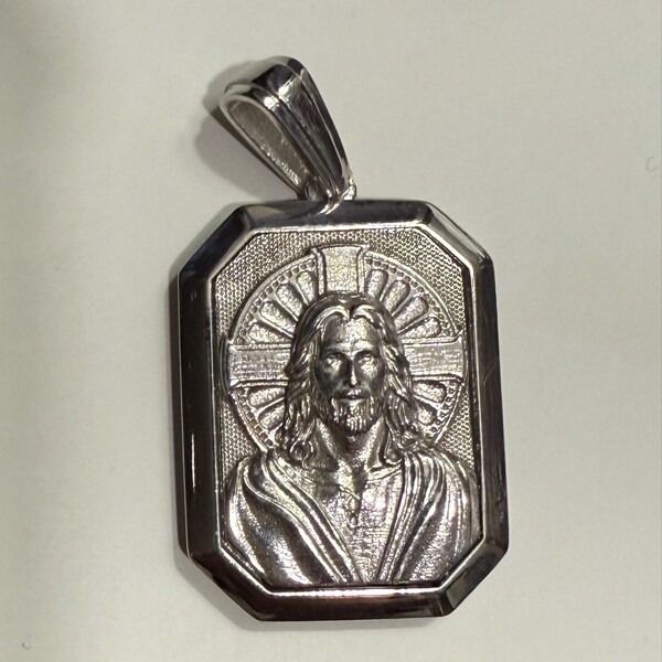 Silver Saint Peter Mens Necklace, Saint Peter Oval Pendant, Silver ...