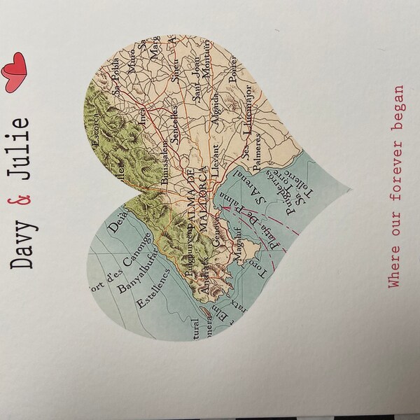 Special Location Map Card, Personalised Anniversary Card, Engagement ...