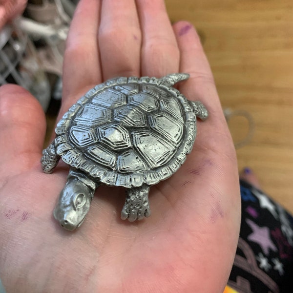 Hastings Pewter Company Lead Free Pewter Turtle Figurine Flat Land ...