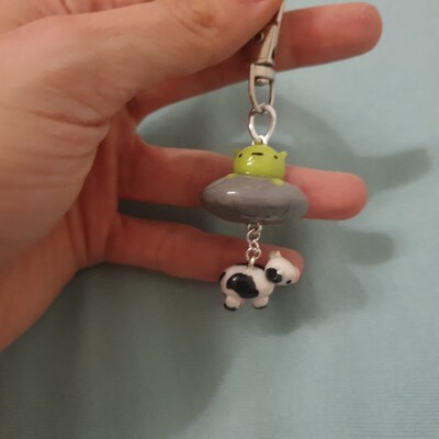 UFO Cow Keychain Handmade Polymer Clay Figurine - Etsy