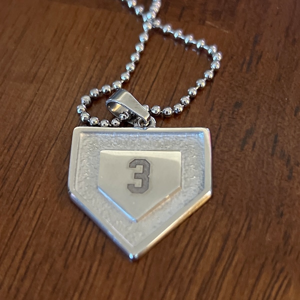 Personalized 3D Baseball Home Plate Pendant W/ Number - Etsy