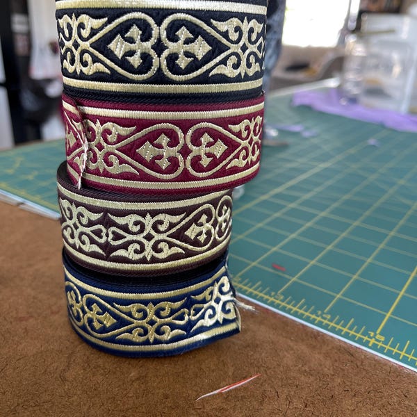 10 Yards/70 Mm Golden Medieval Jacquard Trim(2.75 Inch)vintage Ribbon ...
