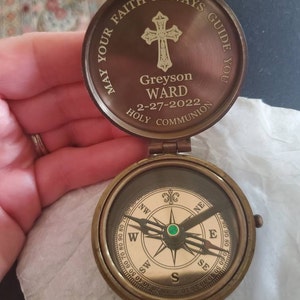 Baptism Compass First Holy Communion Compass Engraved | Etsy