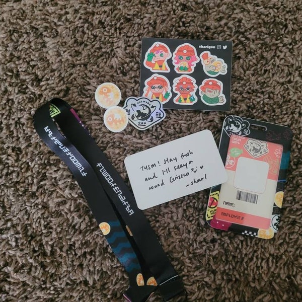 Splatoon 3 Salmon Run Grizzco ID Card Holder With Lanyard & Enamel Pin ...