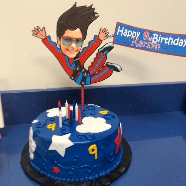 Indoor Skydiving Cake Topper, Parachuting Birthday Party Cake Topper ...