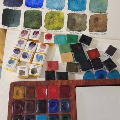Ceramic Watercolor Palette With Gold Design Handmade Ceramic Palette ...