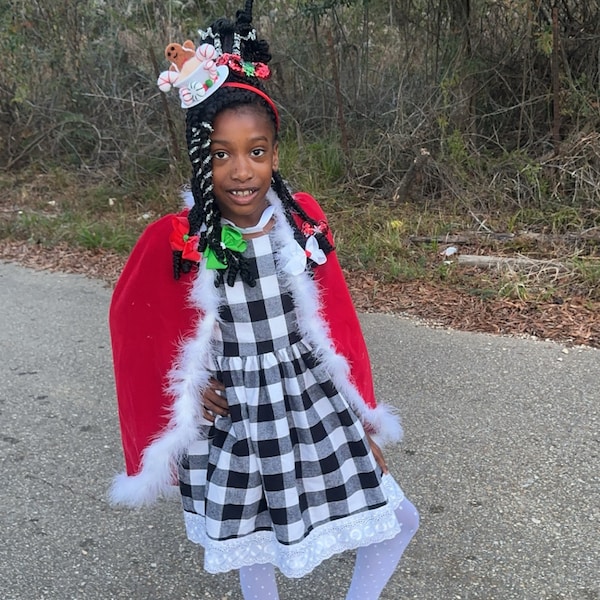 Black & White Checkered Holiday Cosplay Winter Christmas Red Cloak ...