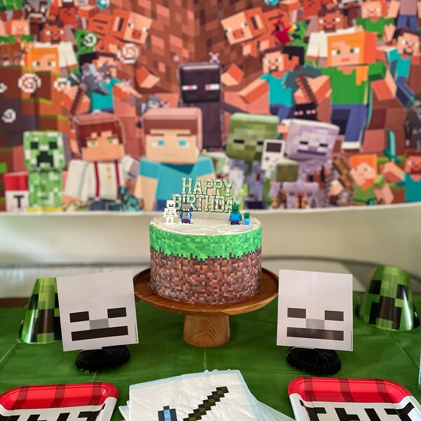 Video Game Pixels Edible Cake Wrap or Gamer Birthday Cake Topper - Etsy