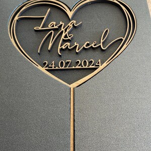 Wedding Cake Topper With a Heart and a Date, Personalized Cake Topper ...
