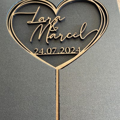 Wedding Cake Topper With a Heart and a Date, Personalized Cake Topper ...