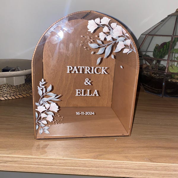 Custom Wedding Card Box, Boho Wedding Card Box With Slot, Personalized ...