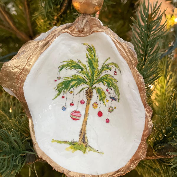 Oyster Shell Ornament Palm Trees - Etsy