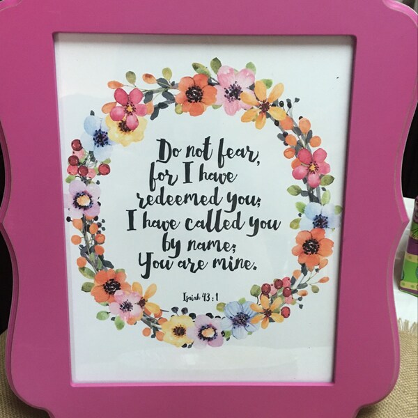 Printable Isaiah 43 : 1 Scripture Wall Art Watercolor Wreath Bible ...