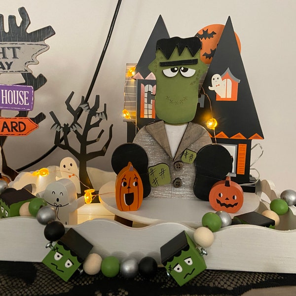 Frankenstein Wood Halloween Decor, Halloween Tiered Tray Decor - Etsy