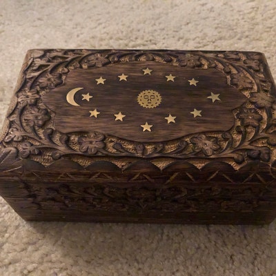 CELESTIAL SUN and MOON Carved Wood Nesting Boxes 3 Sizes Available for ...