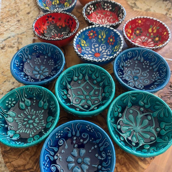 Ceramic Serving Platter Tulip Design Handmade Breakfast Dinnerware Nuts ...