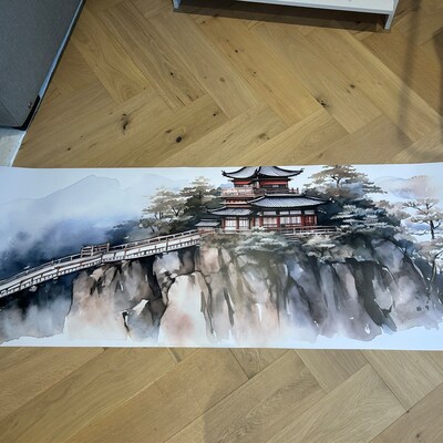 Long Horizontal Retro Psychedelic Art, 1970's Poster, Panoramic Boho ...