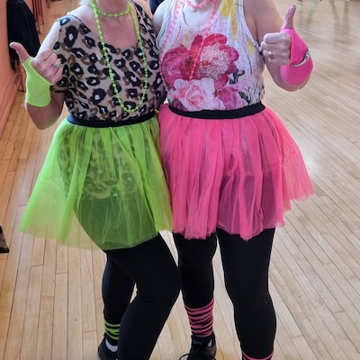 Tutu Skirts Women Ladies Girls Hen Adult Neon Fancy Tutu Set 1980 80s ...