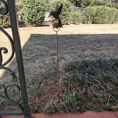 Hummingbird Garden Stake, Happy Gardens, Garden Decoration, Handmade ...