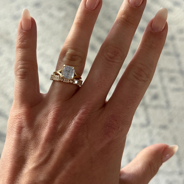 14k East West Solitaire Ring, Solid Gold Basic Moissanite Engagement ...