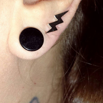 Bolt Earring Ear Climber 925 Sterling Silver Ear Cuff Lightning 14K Ear ...