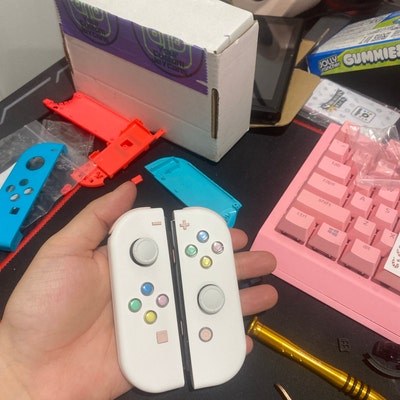 Custom White Nintendo Joycons With Rainbow Hearts & Pink Accents - Etsy
