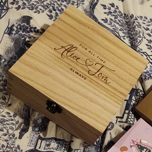 Engraved Heart Couple Keepsake Box, Personalised Wooden Wedding Memory ...