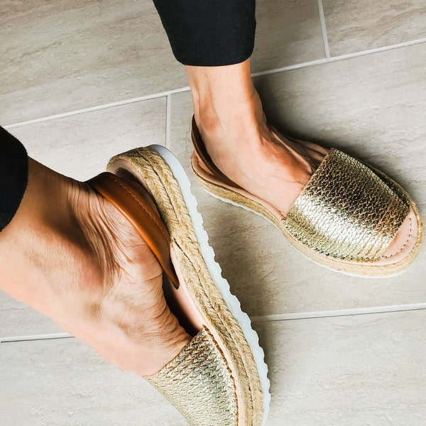 Orange Vegan Jute Sandals for Women – Handmade Spanish Avarcas – Eco ...