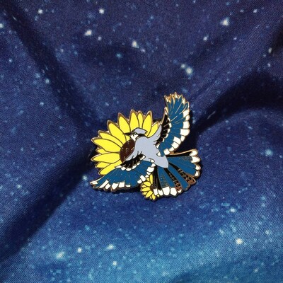 Hard Enamel Pin Sunflower Bluejay Lapel Pin Brooch - Etsy