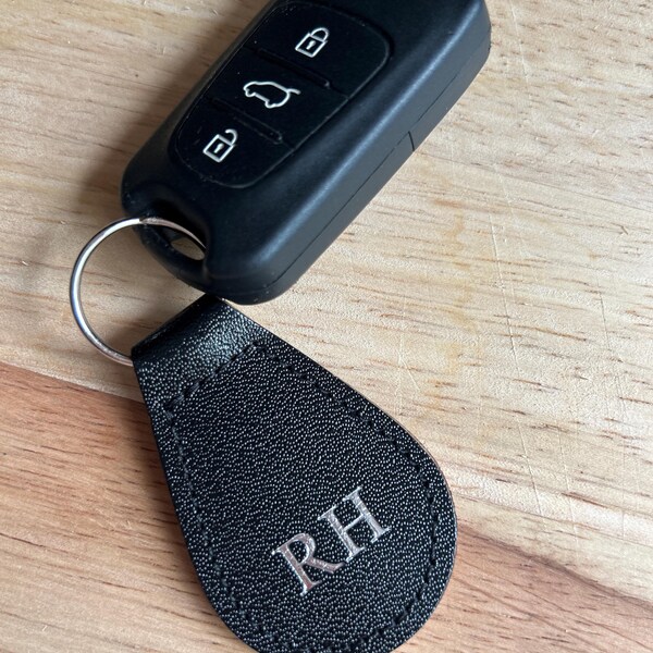 Personalised Leather Keyring Key Fob With Initials. Monogram Gift for ...