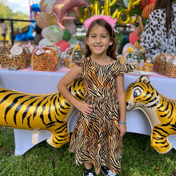 Tiger Print Dress Girls, Toddler Tiger Print Dress, Animal Print Dress ...