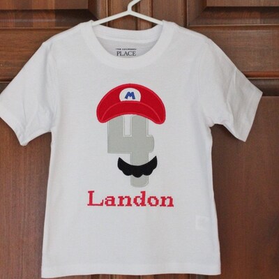 Plumber Applique Mario Bros Inspired Hat and Mustache - Etsy