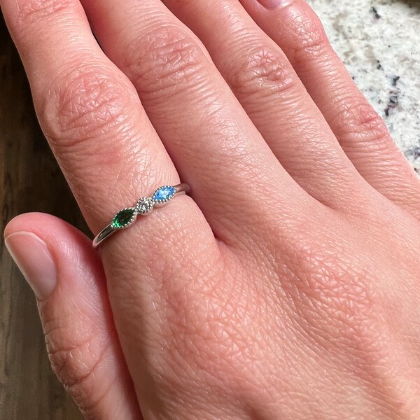 14K Gold Mothers Ring Stackable Birthstone Rings for Women ...