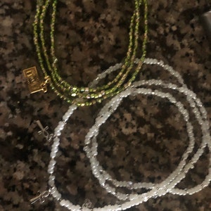 Triple 'ankh' Waist Beads, White Waist Beads, Stretch, Weight Loss ...