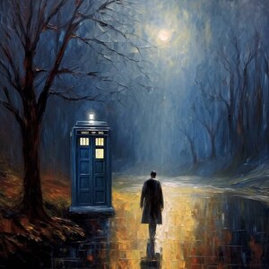 Time Traveler Dr Who, Tardis Painting, Doctor's Time Machine, Printable ...