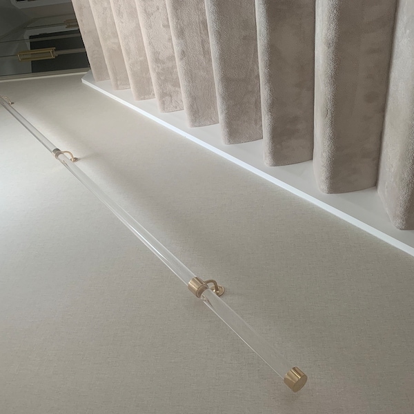 Clear Handrail With Solid Brass Brackets and End Caps - 38mm Modern ...