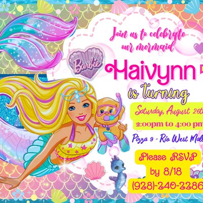 Barb and Ken Invitation, Barb Doll Pool Party Invitation, Summer Party ...