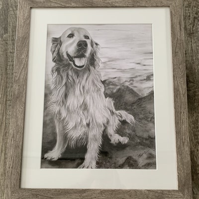 Custom Dog Drawing, Dog Memorial, Photo to Sketch, Charcoal Drawing ...