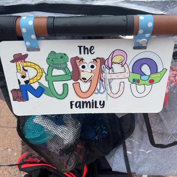 Personalized Family Name Stroller Tag, Amusement Theme Park Sign for ...