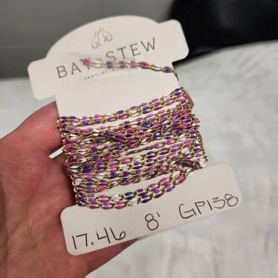 Pink Multi Color Enamel Chain, Multi Color Chain, Permanent Jewelry ...