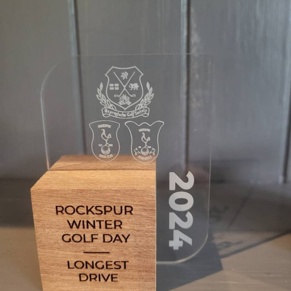 LEAF Personalised Wooden Acrylic Trophy Award Personalized Bespoke ...